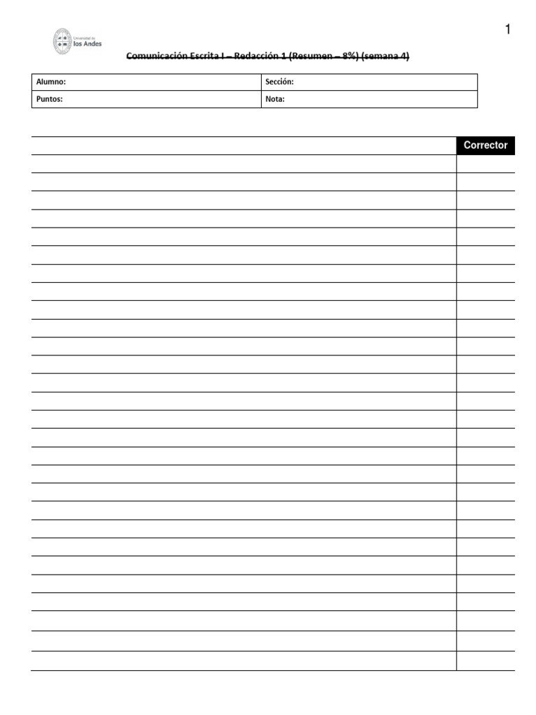 2024 CEI - Plantilla para Escritura A Mano (45 Líneas) - Redacción 1 ...