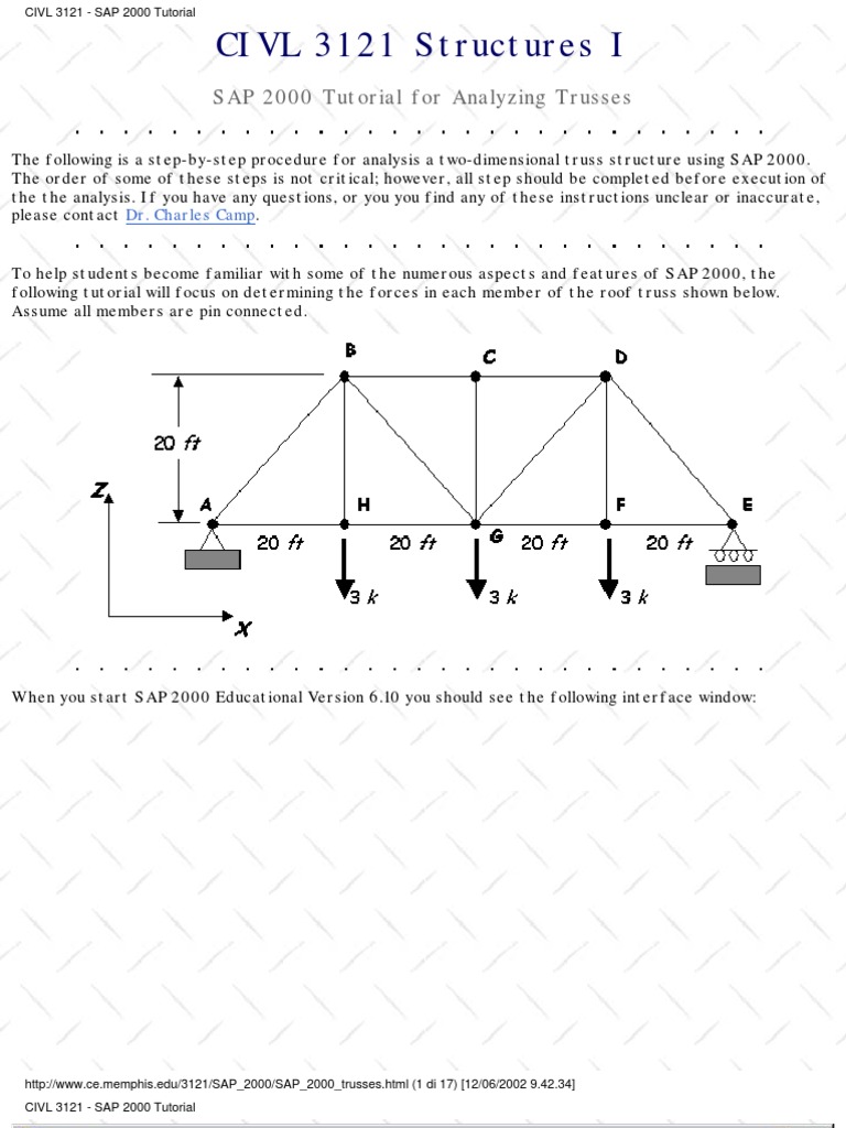 (TECH) Analyzing Trusses With Sap2000 | PDF | Truss | Button (Computing)