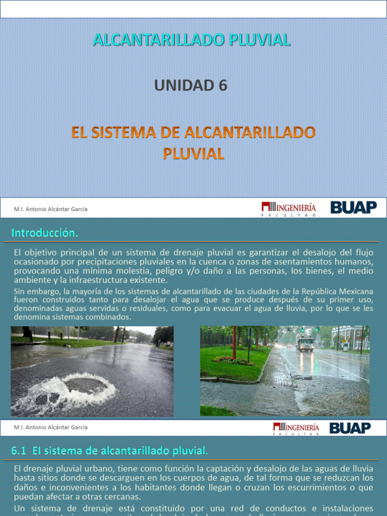 UNIDAD 6. SISTEMA DE ALCANTARILLADO PLUVIAL | PDF | Alcantarillado | Administracion del Agua