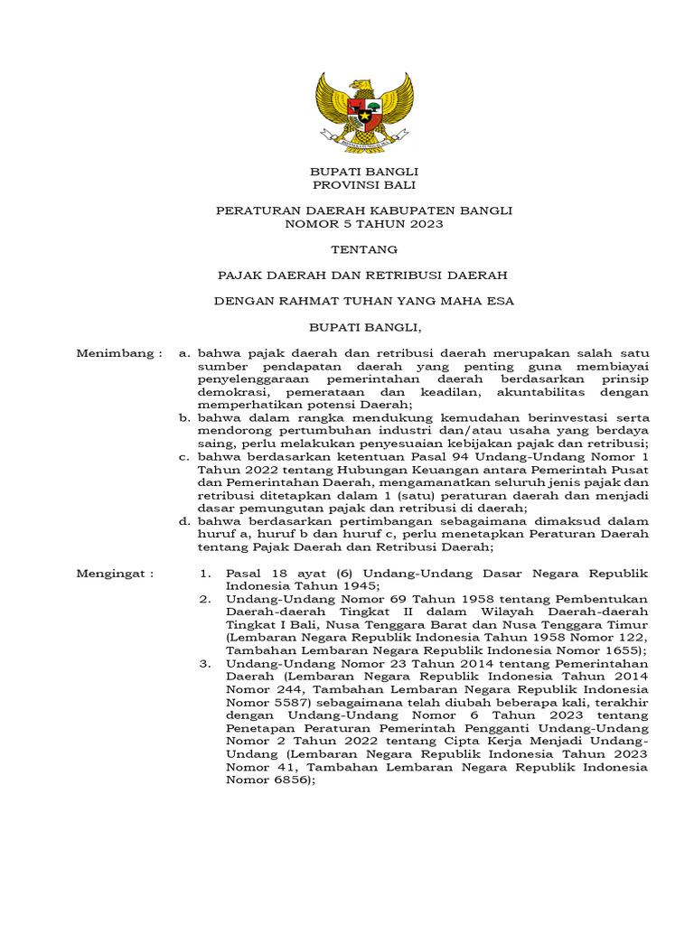 1 BATANG TUBUH - PERDA - PDRD TTD Cap | PDF | Pengelolaan Keuangan & Uang | Ilmu Sosial