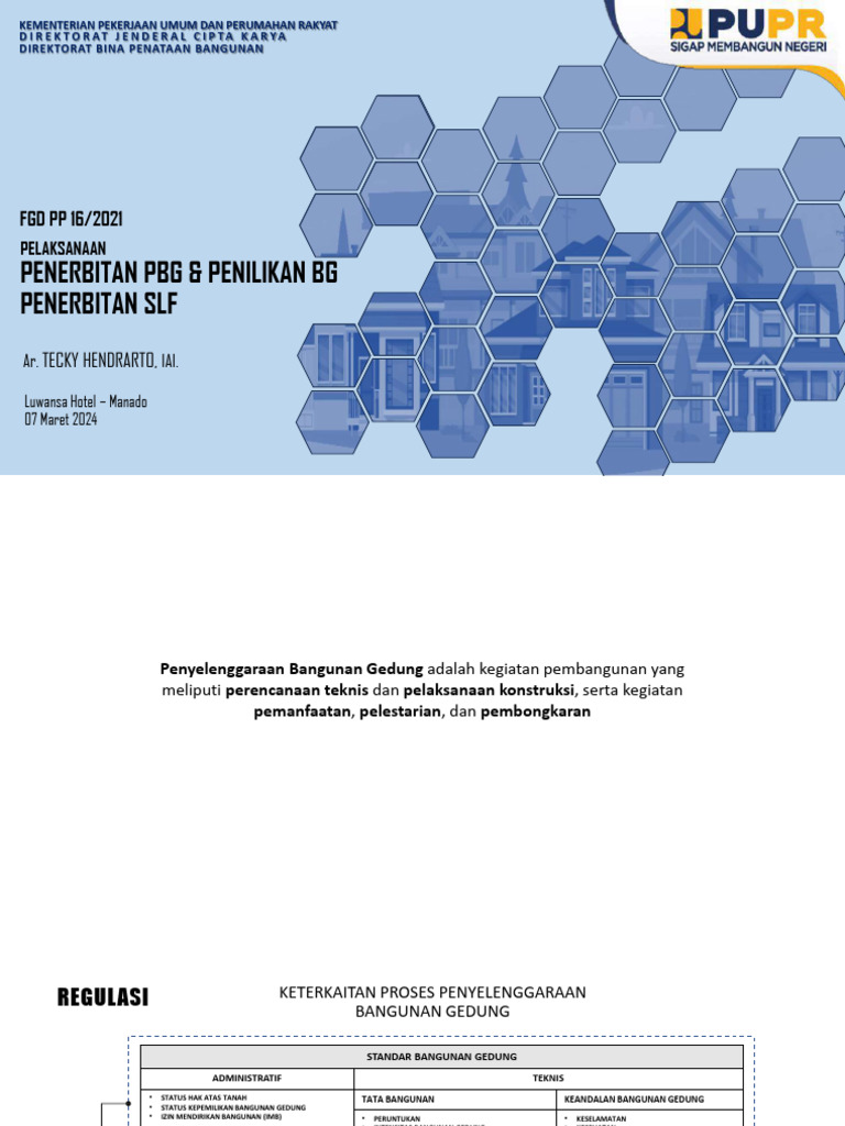 FGD PP16-2021 - Pelaksanaan Penerbitan PBG-SLG & Penilikan BG | PDF