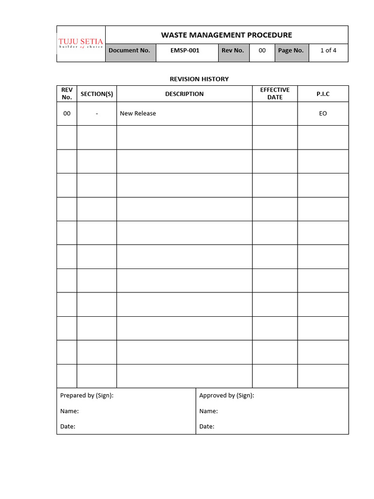 Waste Management Procedure | PDF | Waste | Waste Management