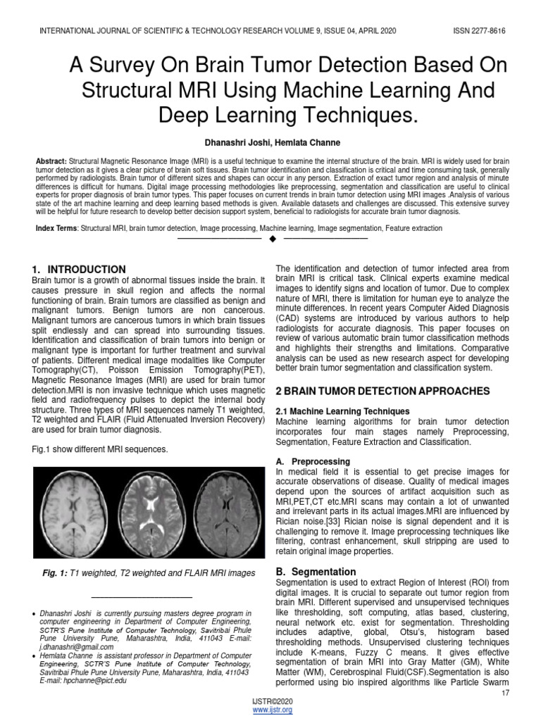 A Survey On Brain Tumor Detection Based Pdf Image Segmentation Deep Learning