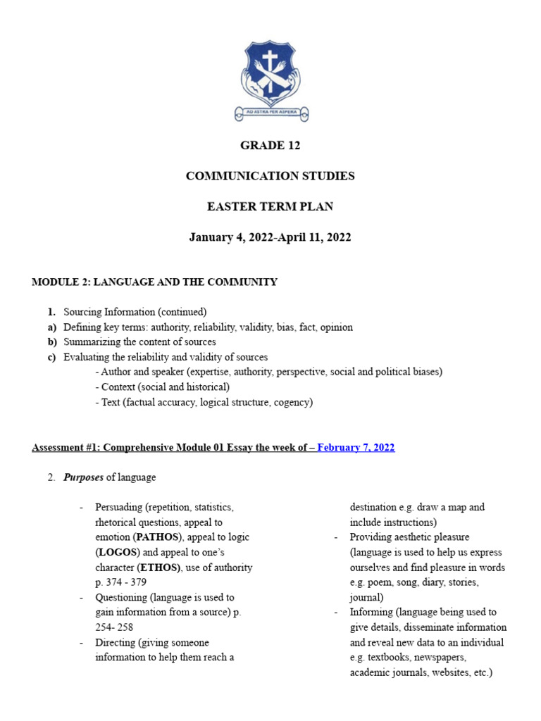 Grade 12 Language Studies Plan | PDF | English Language | Information