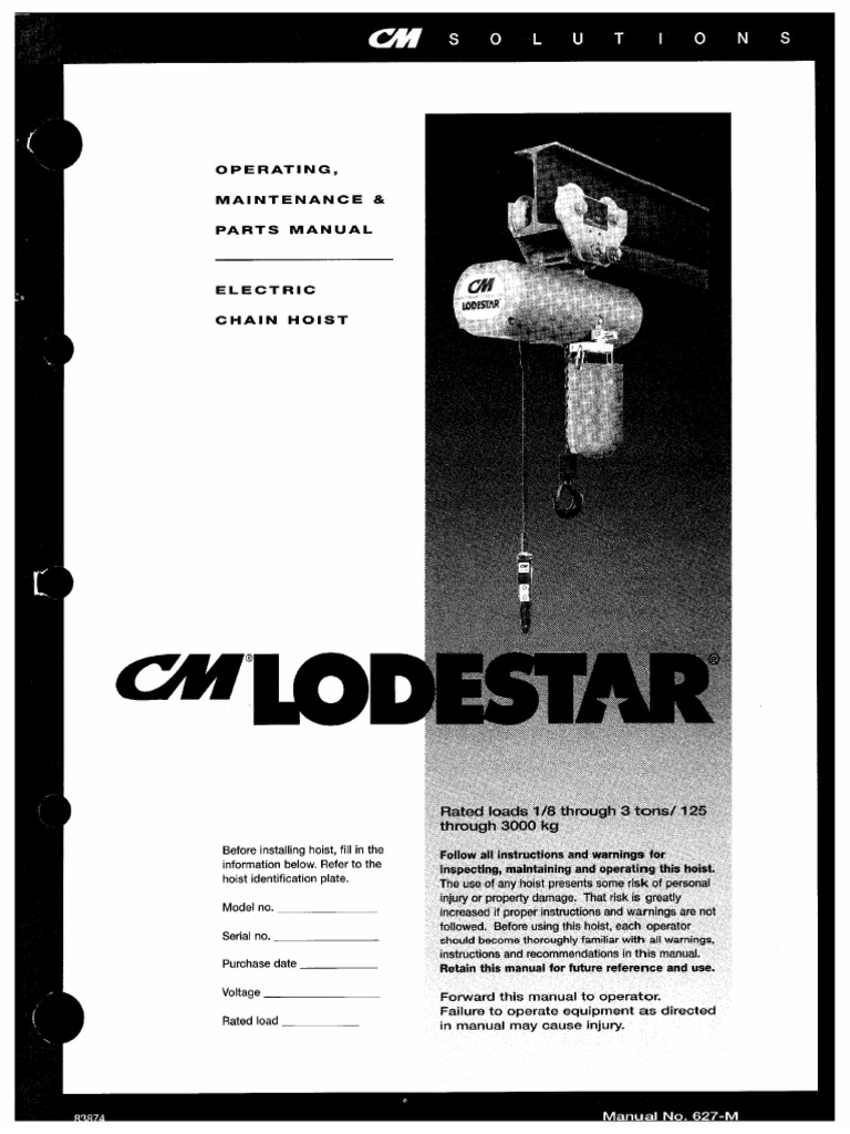 CM Lodestar Electric Chain Hoist 1999 Feb 627-M | PDF