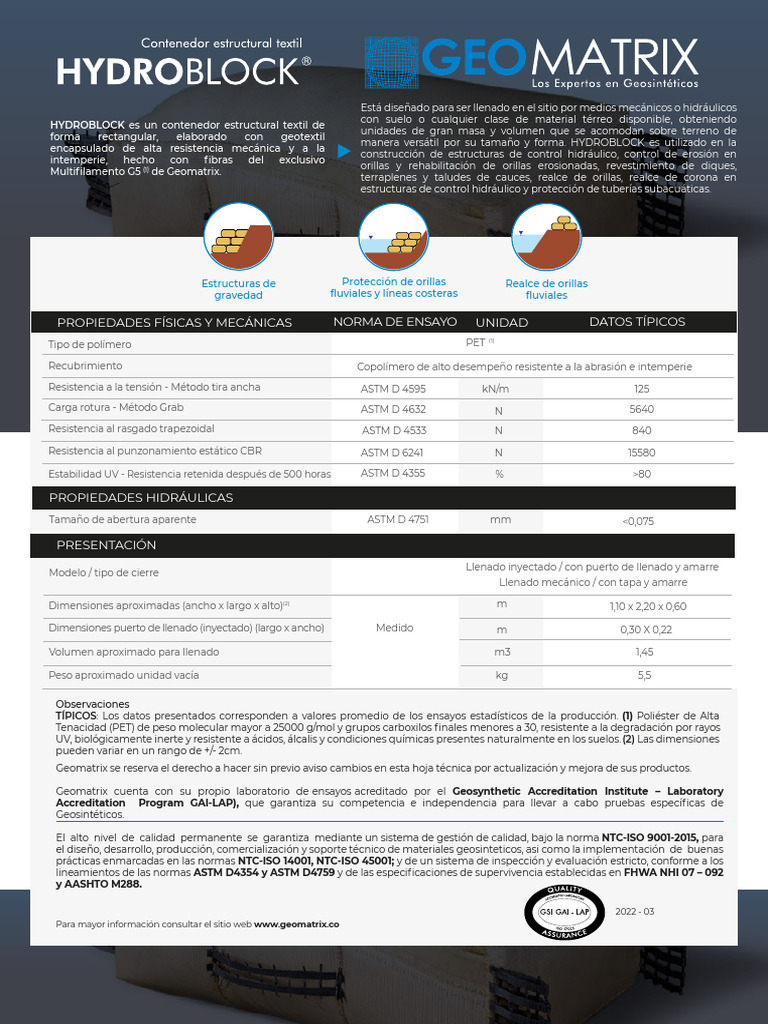 2022 - 03 Hydroblock Típicos | PDF | Ciencia de los Materiales | Materiales