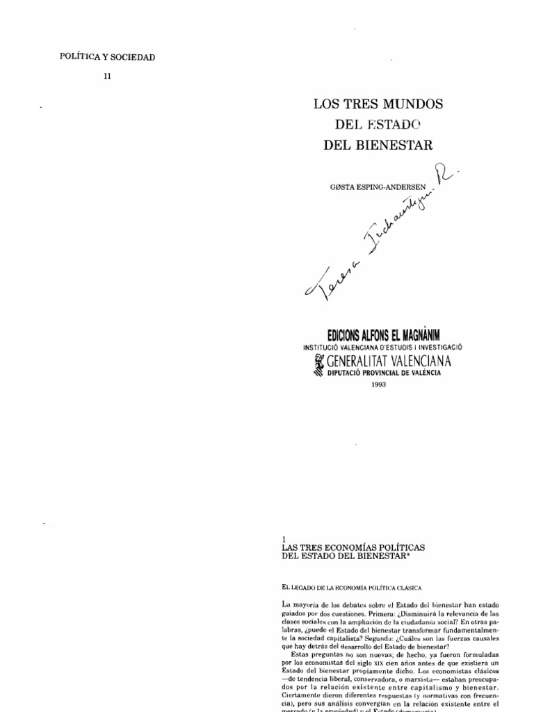 Modelos de Estado de Bienestar según Esping-Andersen | PDF ...