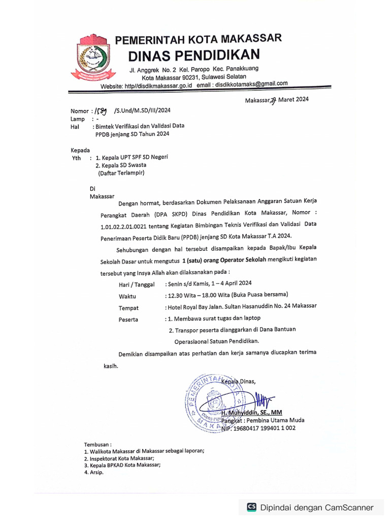 Bimtek Verifikasi Dan Validasi Data PPDB Jenjang SD Tahun 2024 | PDF