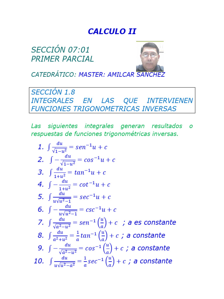 1.8 Integrales en Las Que Intervienen Func Trig Inv-4 | PDF | Integral | Análisis matemático
