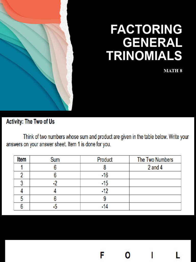 Factoring General Trinomials | PDF