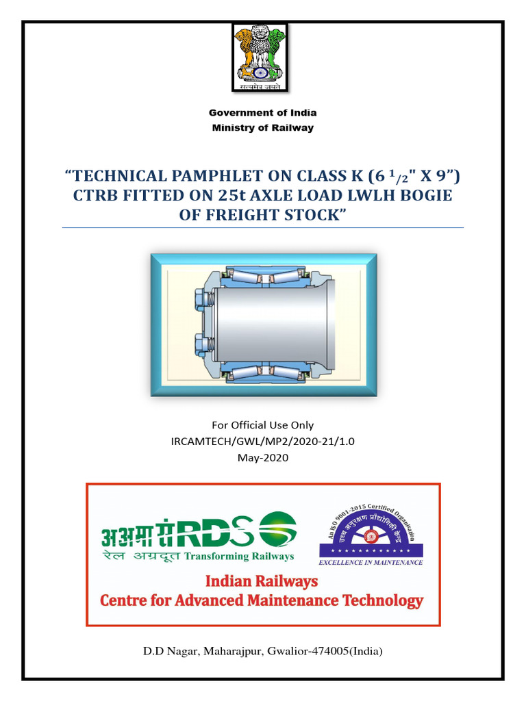 Class K CTRB for Indian Railways | PDF | Bearing (Mechanical) | Lubricant