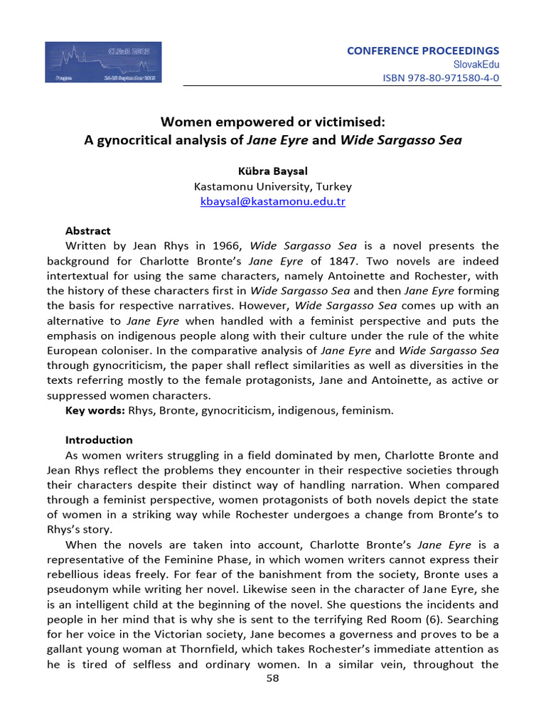 Women Empowered or Victimised - A Gynocritical Analysis of Jane Eyre ...