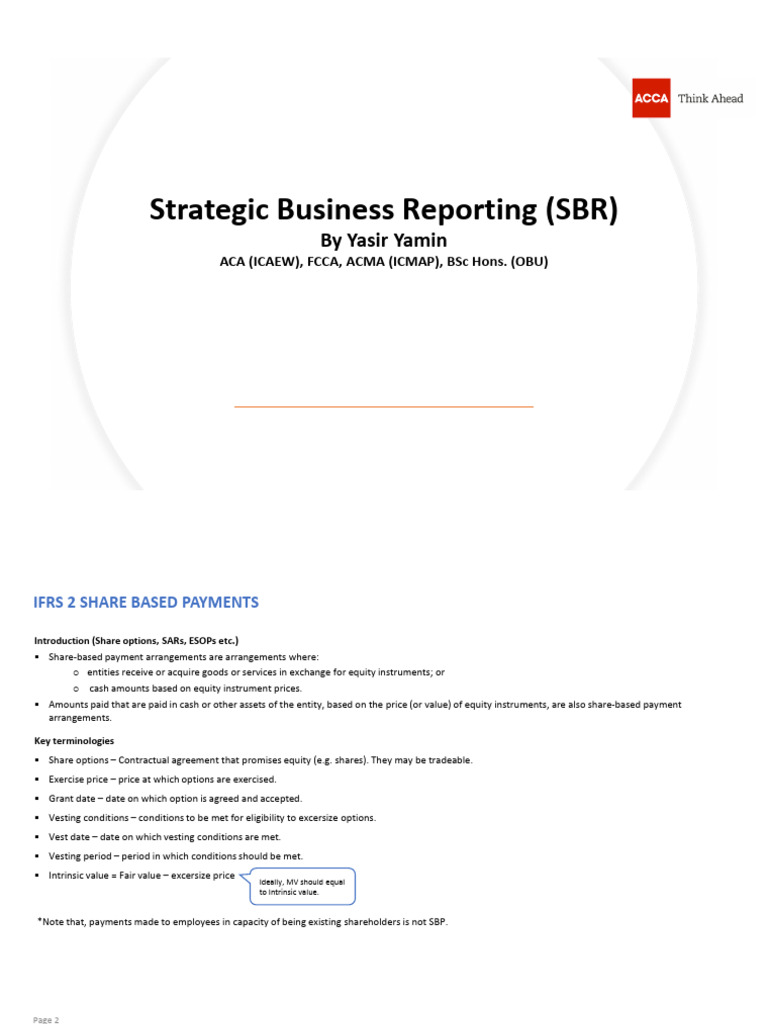 Class Notes - IFRS 2 Share Based Payments | PDF | Option (Finance ...