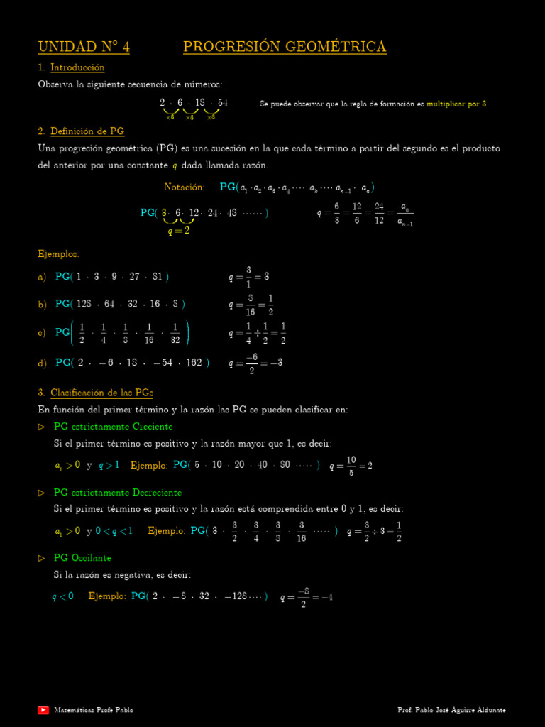 Progresion Geometrica - TEORIA | PDF | Secuencia | Matemáticas