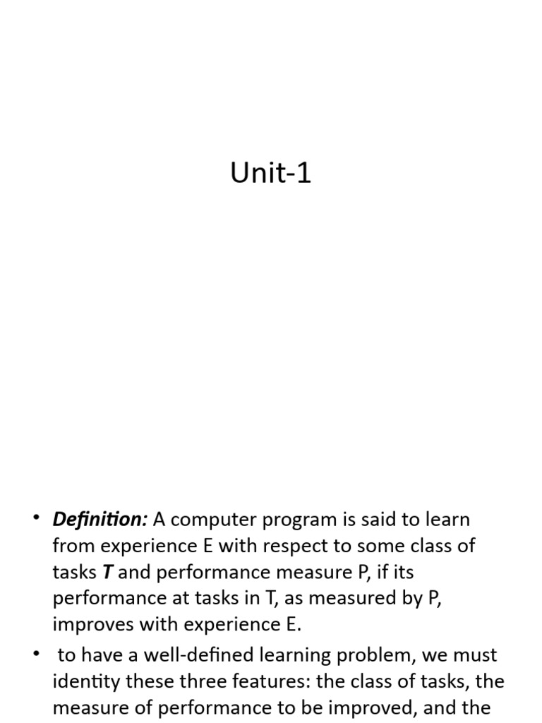 Unit 1 | PDF | Machine Learning | Algorithms