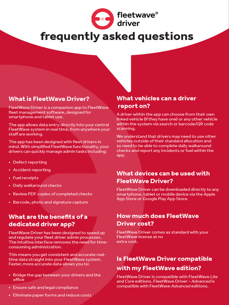 Driver FAQ A4 UK | PDF | Mobile App | Barcode