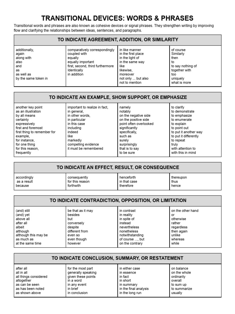 Transitions | PDF | Phrase