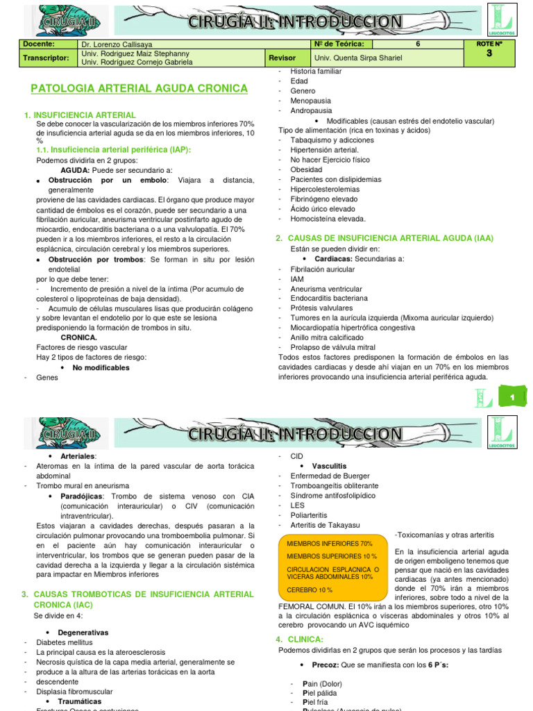 Cii.r3.t6.patologia Arterial Aguda Cronica | PDF | Embolia | Trombosis