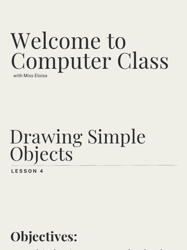 Lesson 4 - Drawing Simple Objects | PDF | Button (Computing) | Computer ...