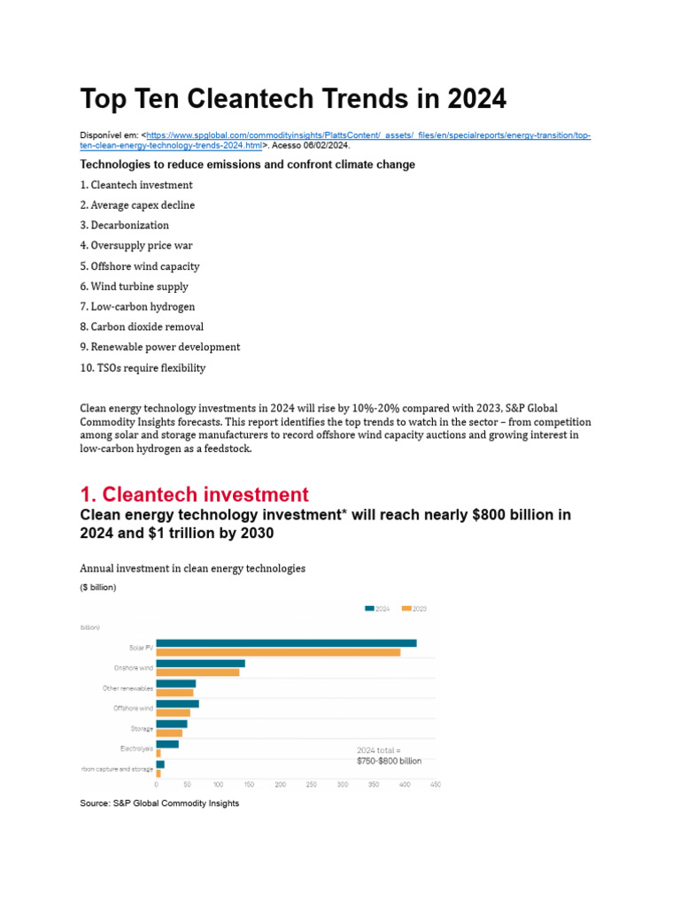 2024 Cleantech Trends & Investments | PDF | Renewable Energy | Clean Technology
