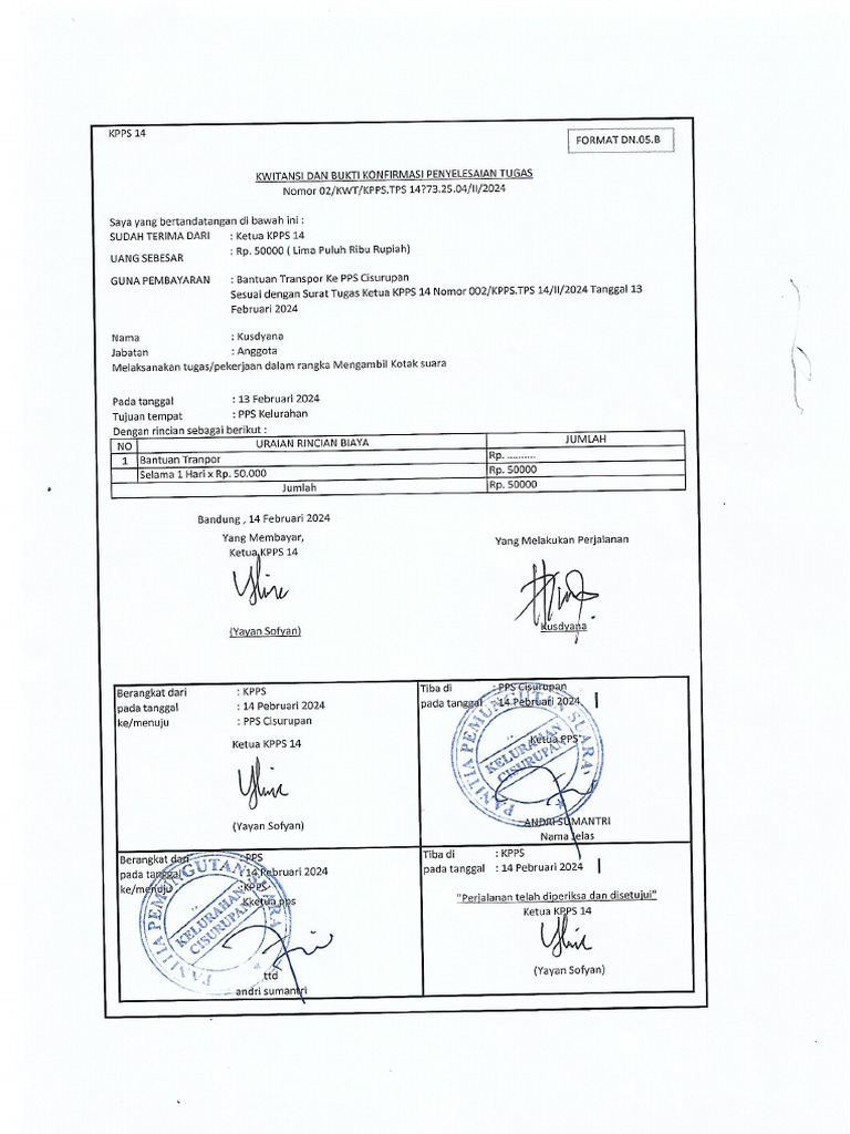Kwitansi Transprot Ke PPS 2 | PDF
