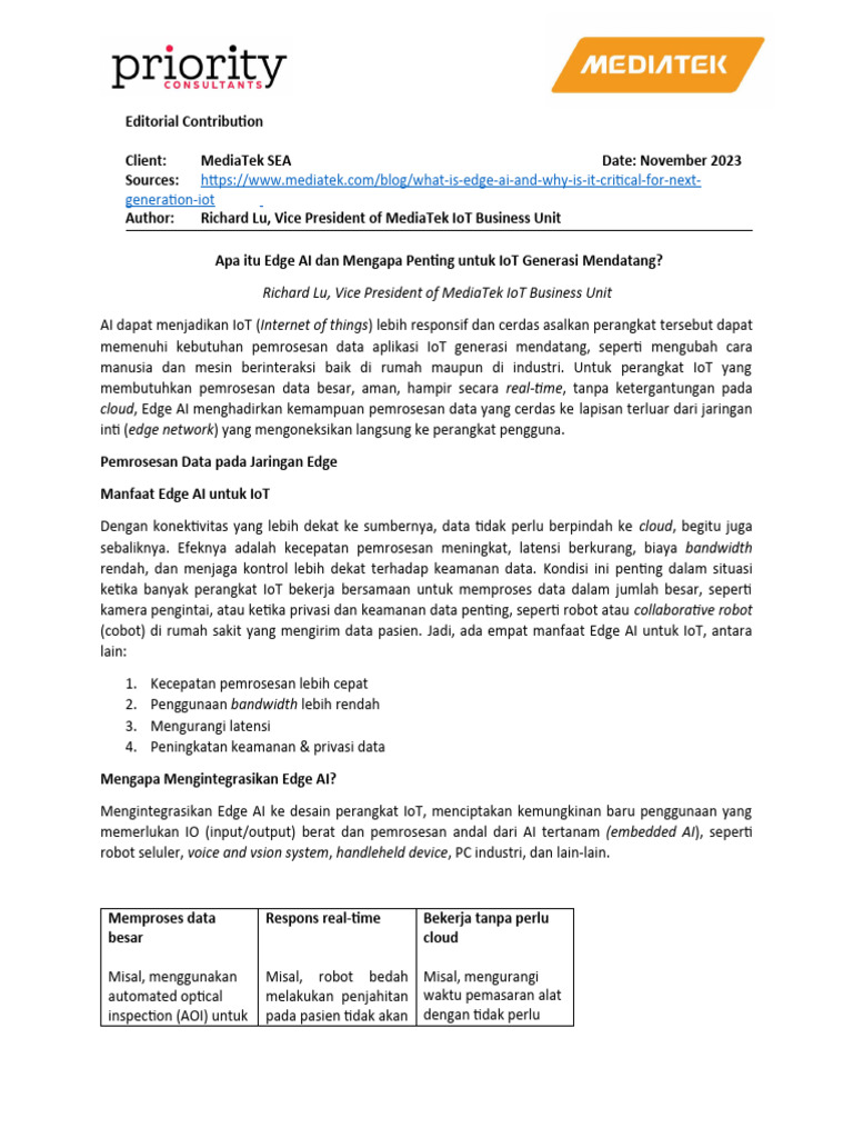 MediaTek - What Is Edge AI and Why Is It Critical For Next-Generation ...