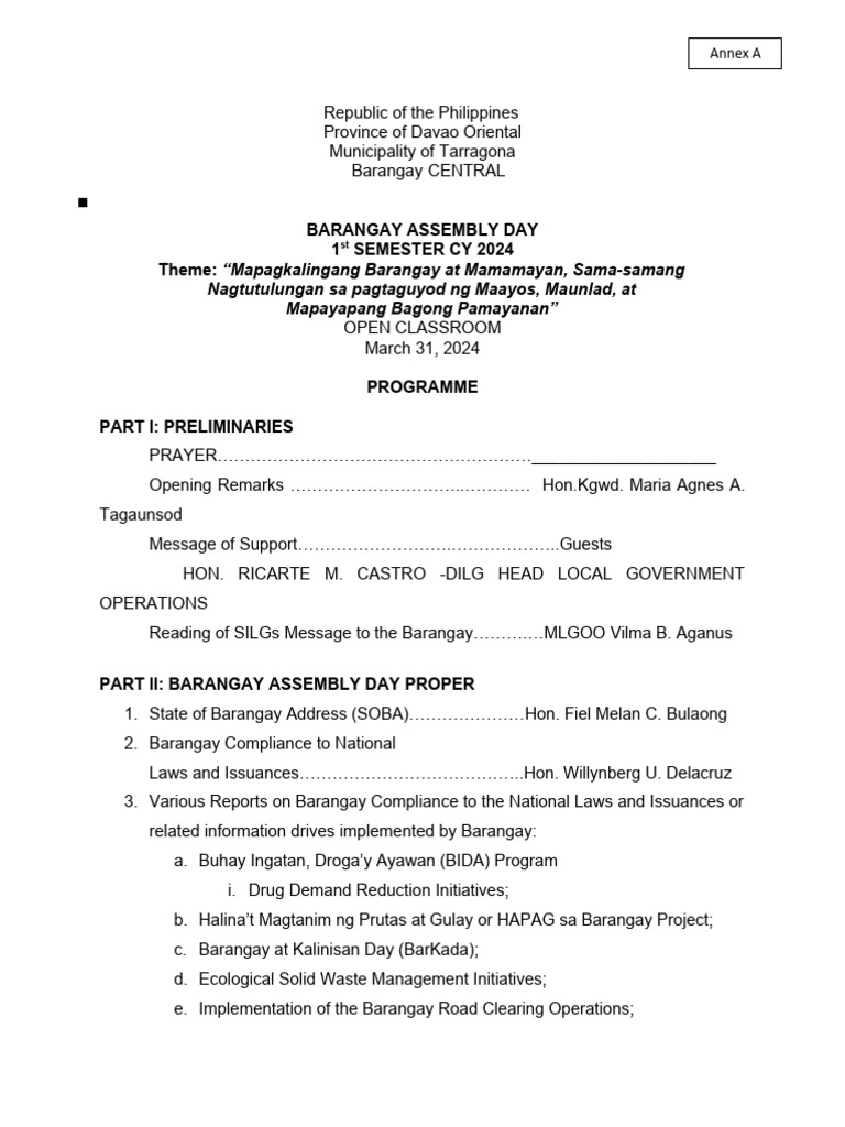 Barangay Based Institution | PDF