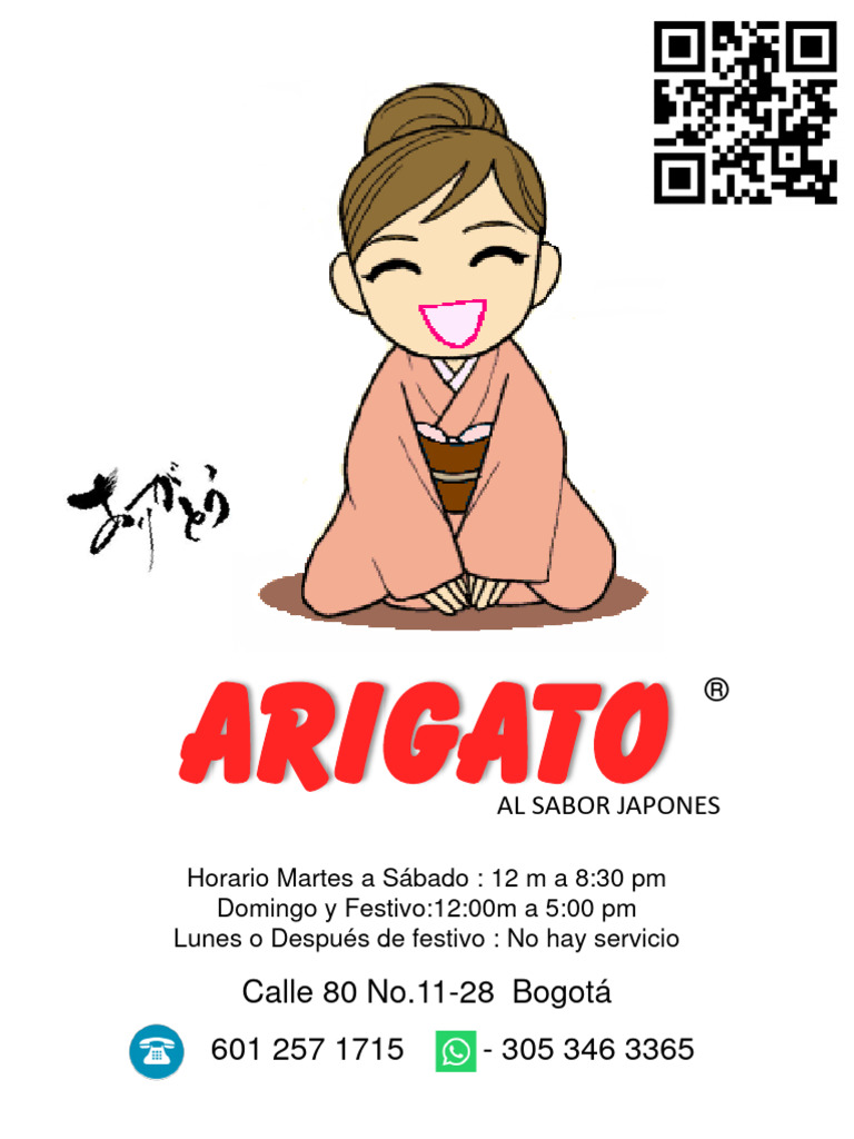 Menú del Restaurante Arigato Japonés | PDF | Cocina japonesa | Sushi