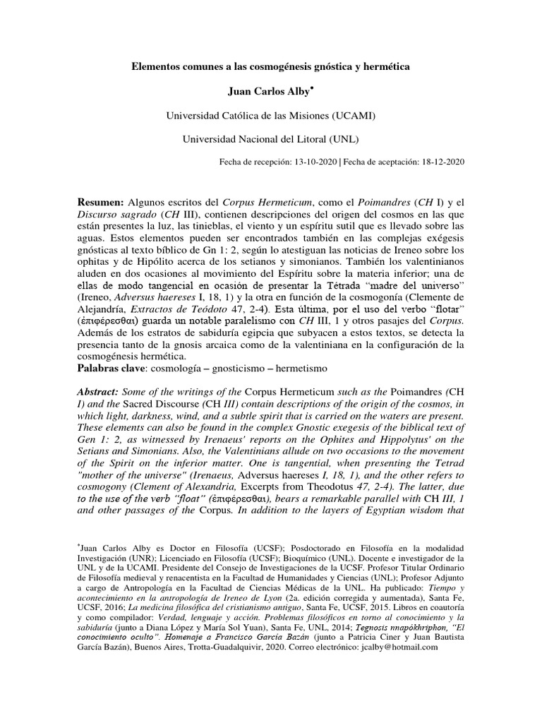 Elementos Comunes a Las Cosmogenesis Gno-1 | PDF | Hermetismo | Gnosticismo