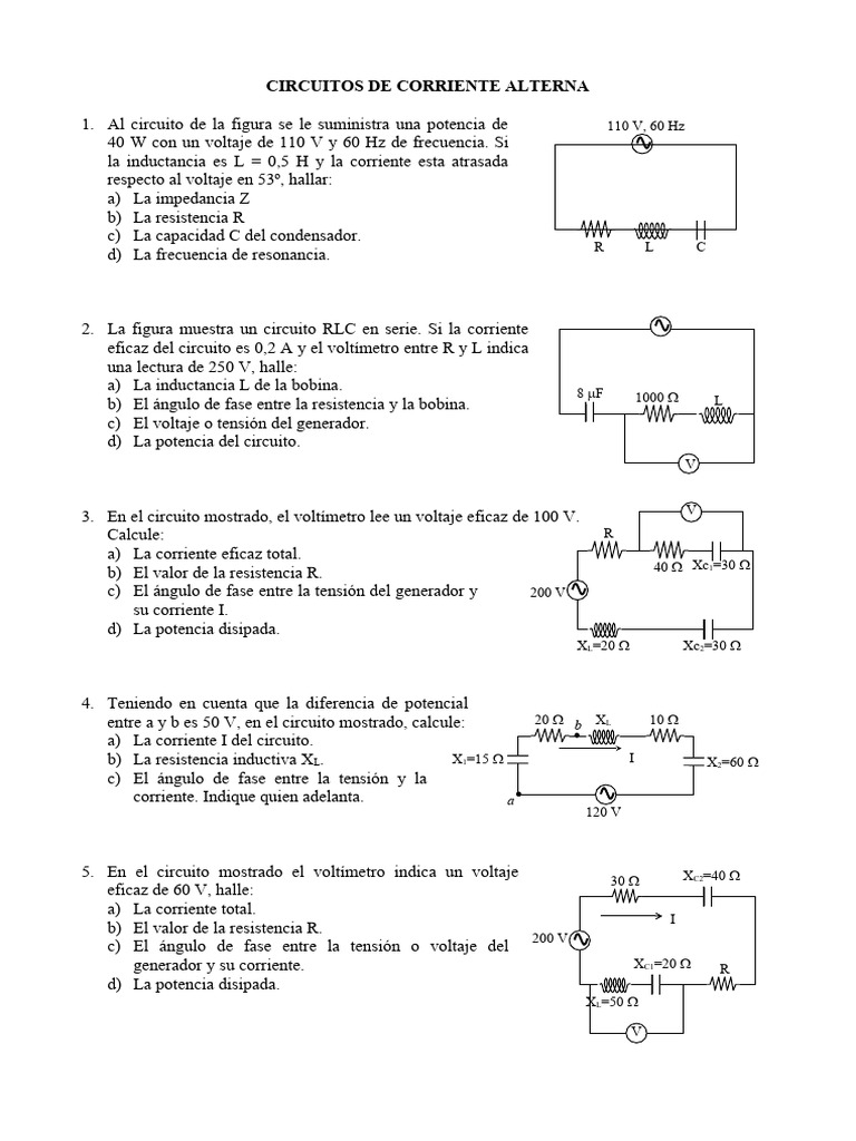 Circuitos Corriente Alterna | PDF | Energia electrica | voltaje