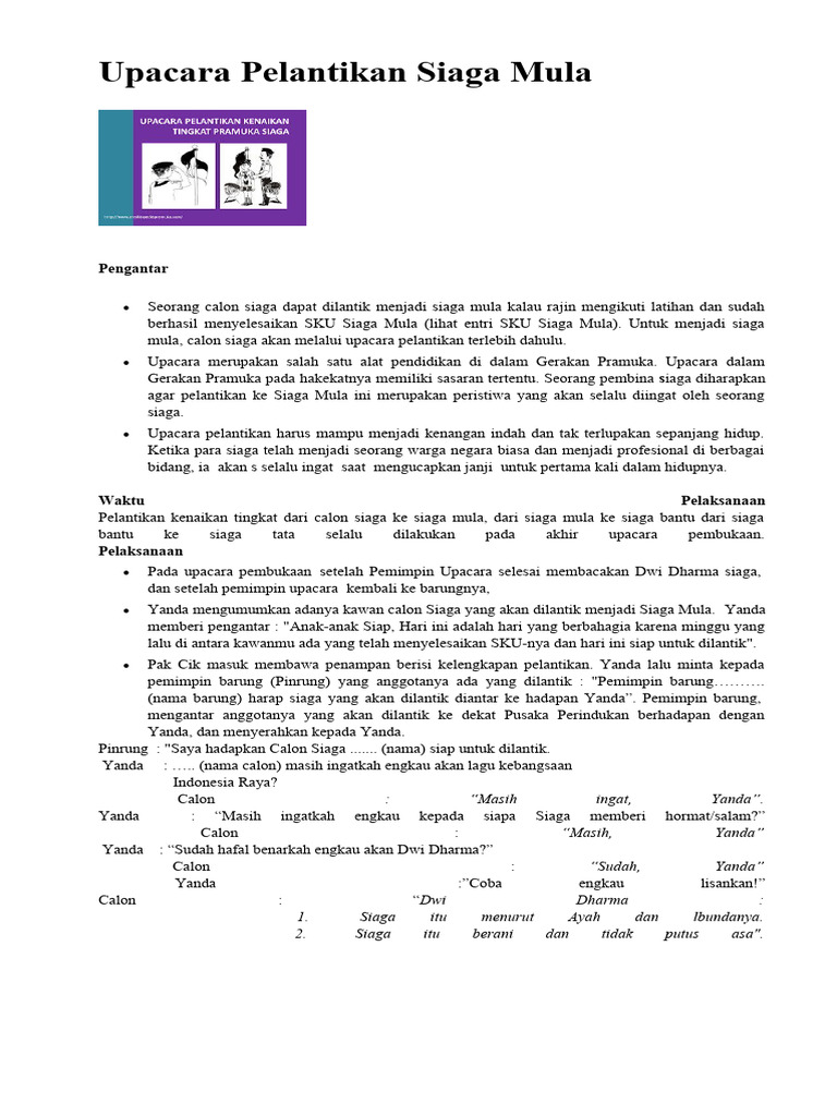 Upacara Pelantikan Siaga Mula | PDF