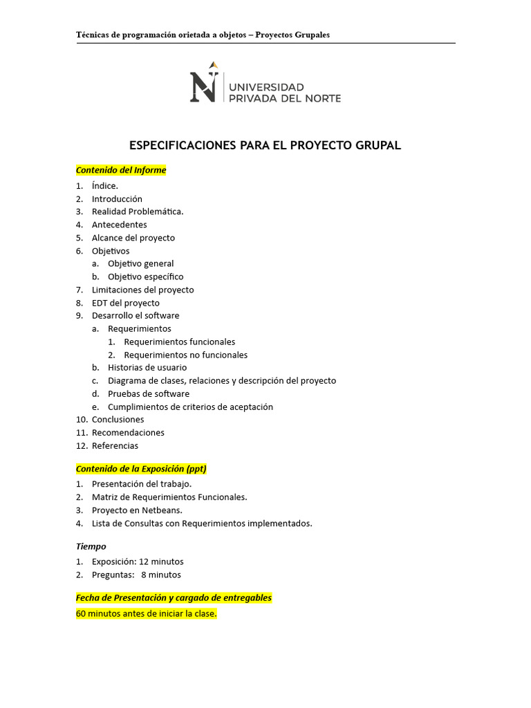 Estructura Proyecto Grupal - Poo Upn | PDF