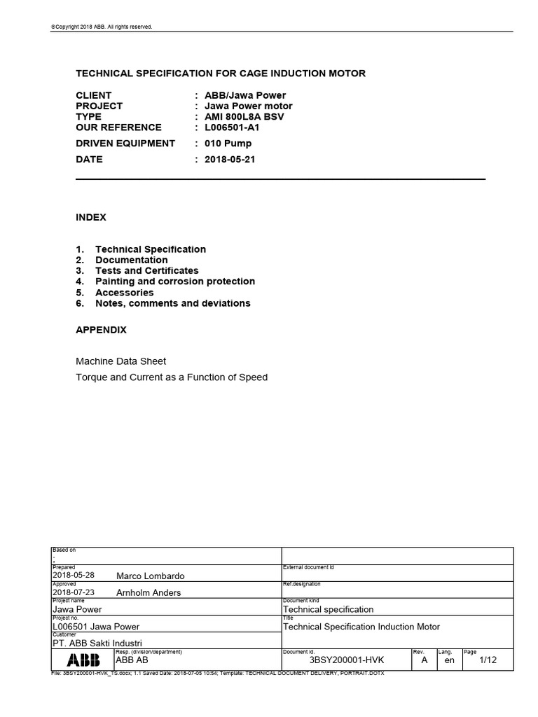 Contoh Manual Book M Induksi | PDF | Electric Motor | Quantity