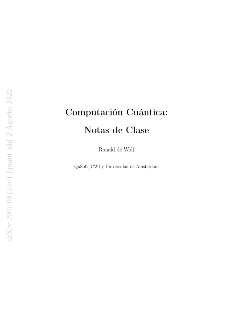 Fundamentos Matemáticos De La Computación Cuántica Ronald De Wolf