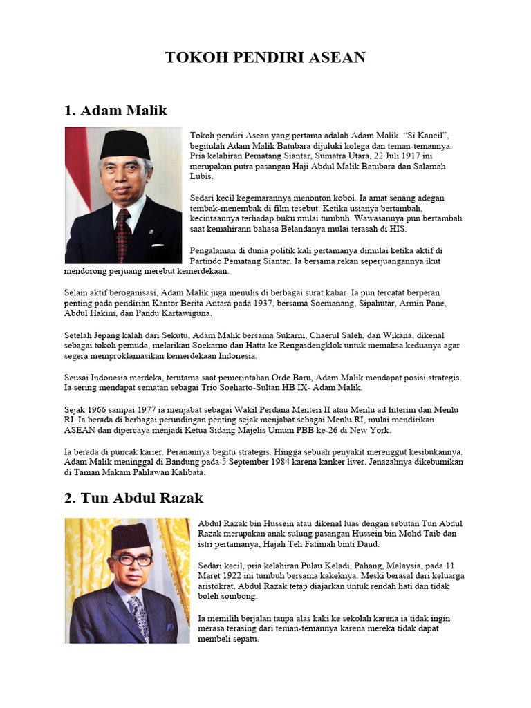 5 TOKOH PENDIRI ASEAN 2 | PDF 5 TOKOH PENDIRI ASEAN 2 | PDF
