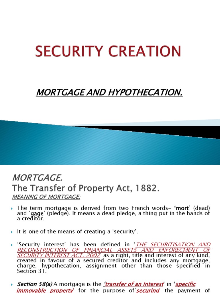 Security Creation | PDF | Mortgage Law | Foreclosure