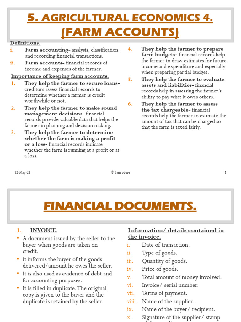 5. Farm Accounts. | PDF | Balance Sheet | Debits And Credits