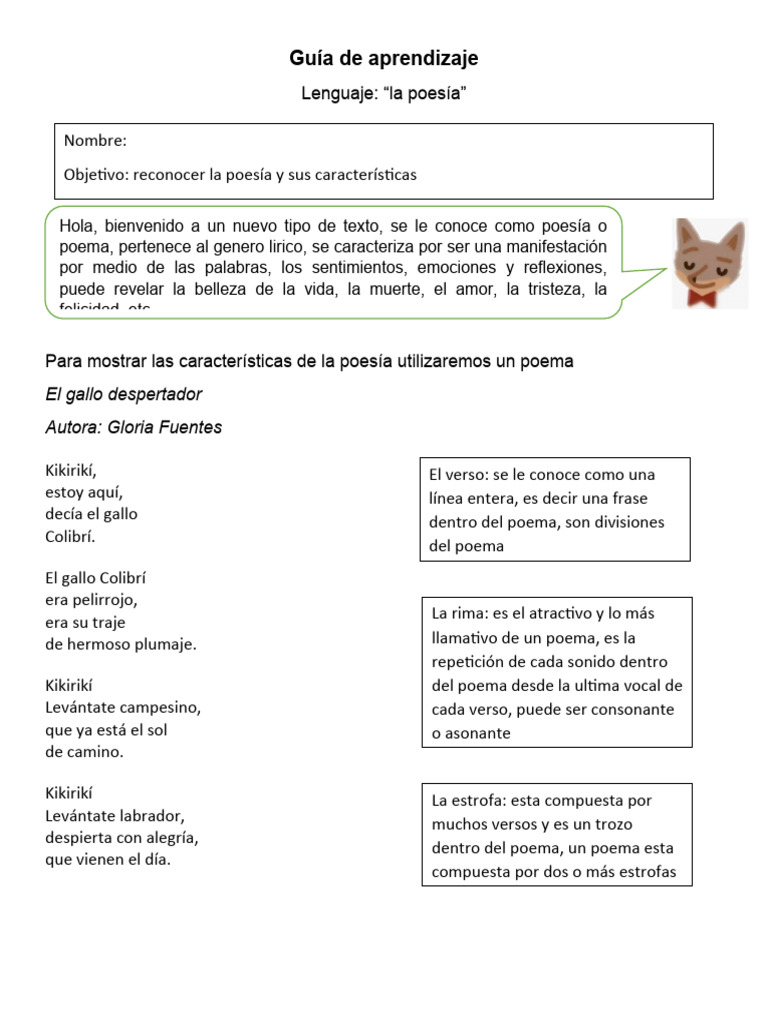 Guía de Aprendizaje - La Poesia | PDF | Poesía | Rima