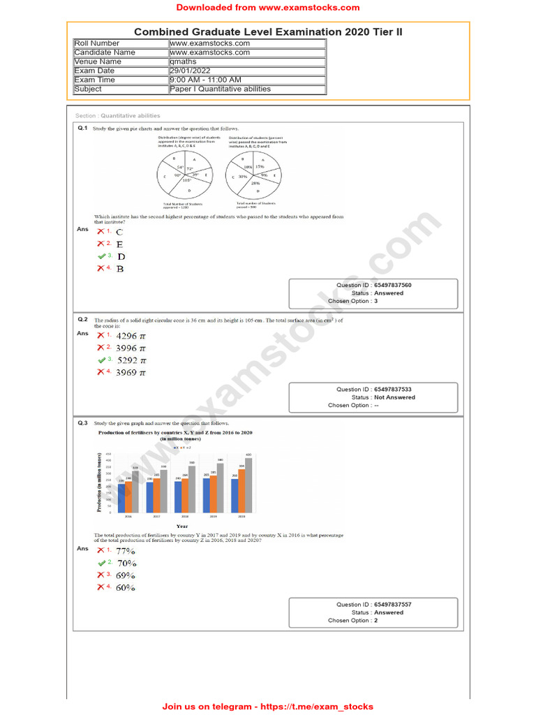 SSC CGL 2020 Tier 2 Maths Paper PDF (English) @exam - Stocks | PDF | Qualifications ...