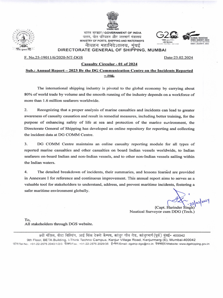 DG Comm Incident Summary 2023 Annual Reports | PDF | Oil Tanker | Ships