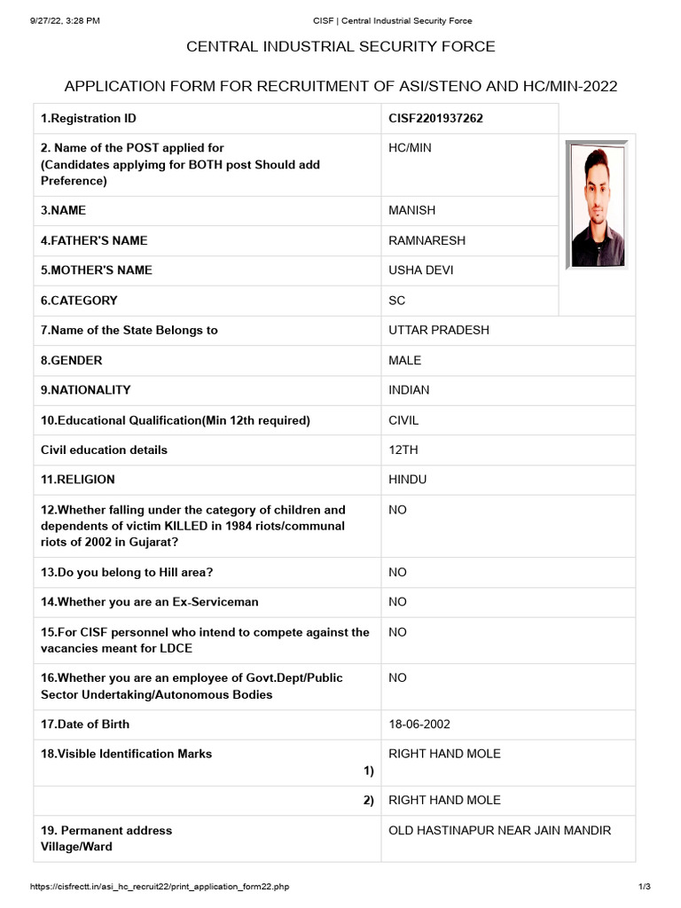 CISF - Central Industrial Security Force | PDF | Government | Justice