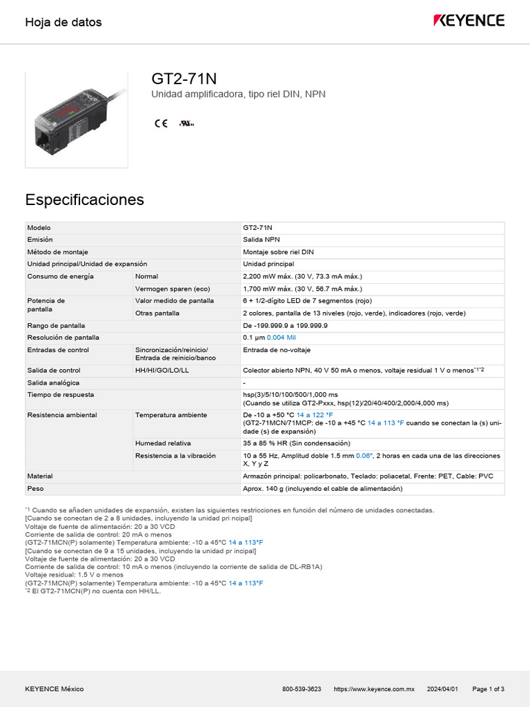 GT2-71N Datasheet | PDF | Red eléctrica | Ingenieria Eléctrica