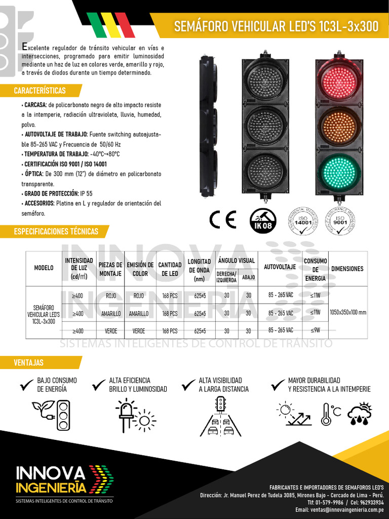Semáforo Vehicular LED: Especificaciones y Ventajas | PDF | Diodo ...