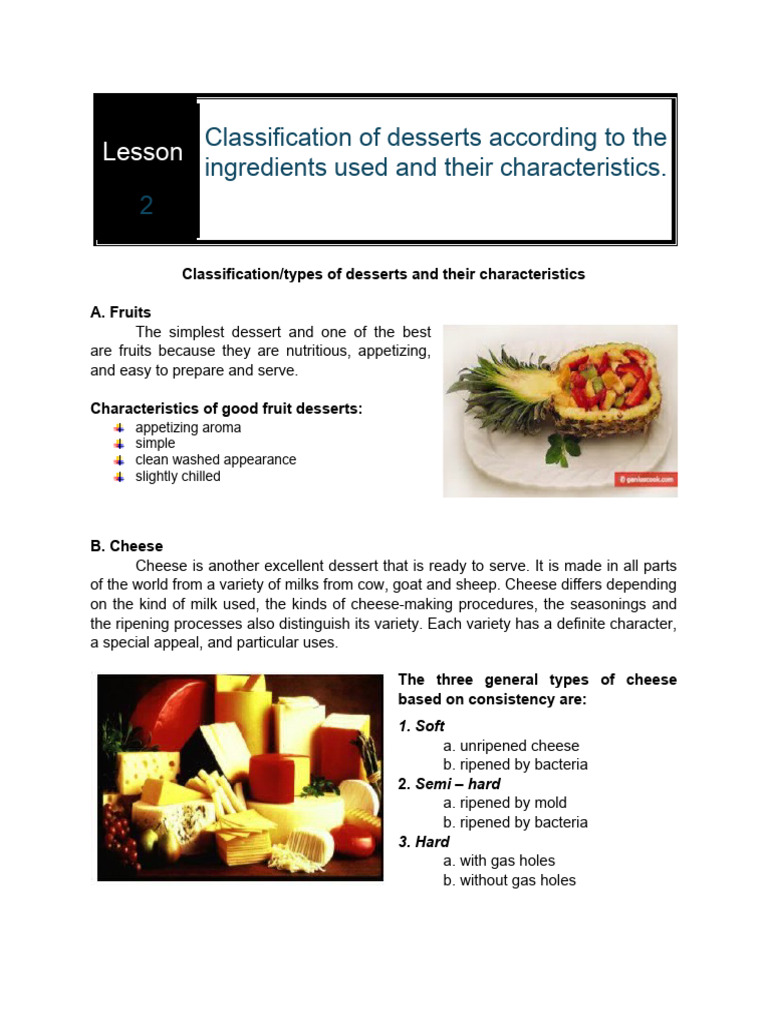 Lesson 2 | PDF | Desserts | Pudding