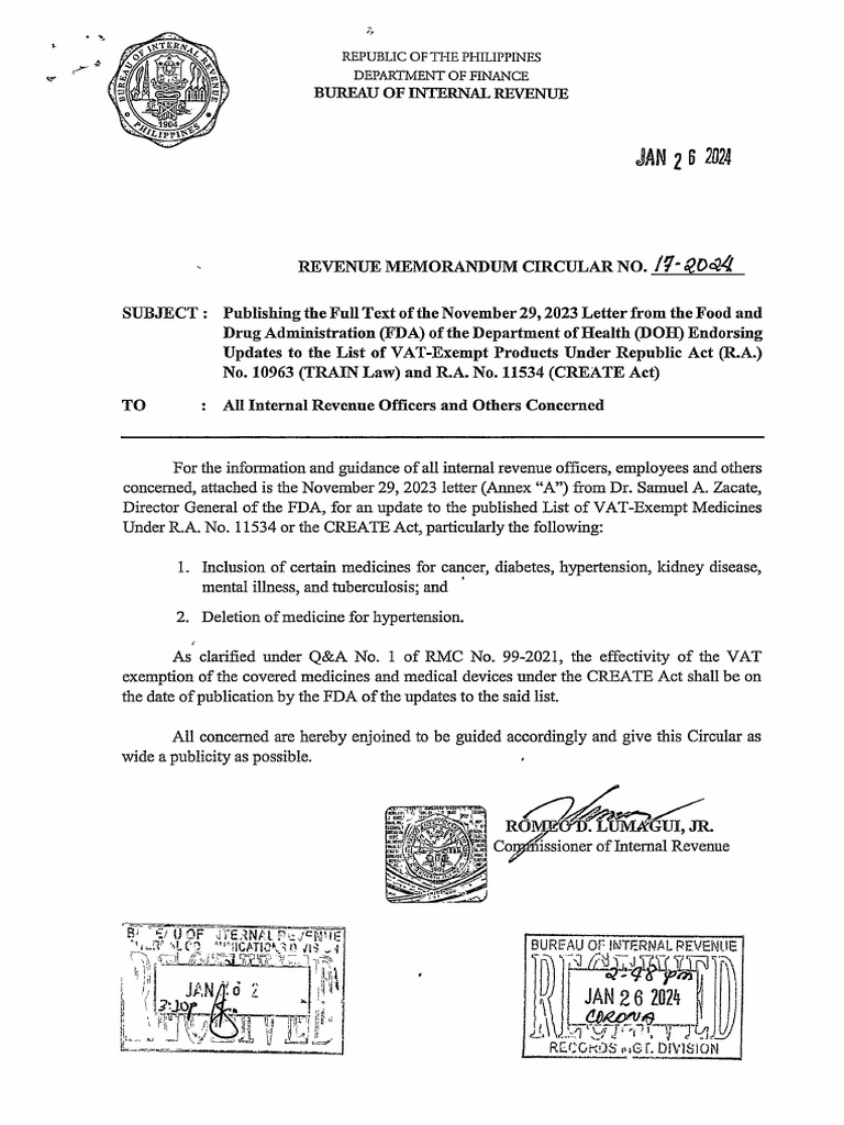 RMC No. 17-2024 | PDF