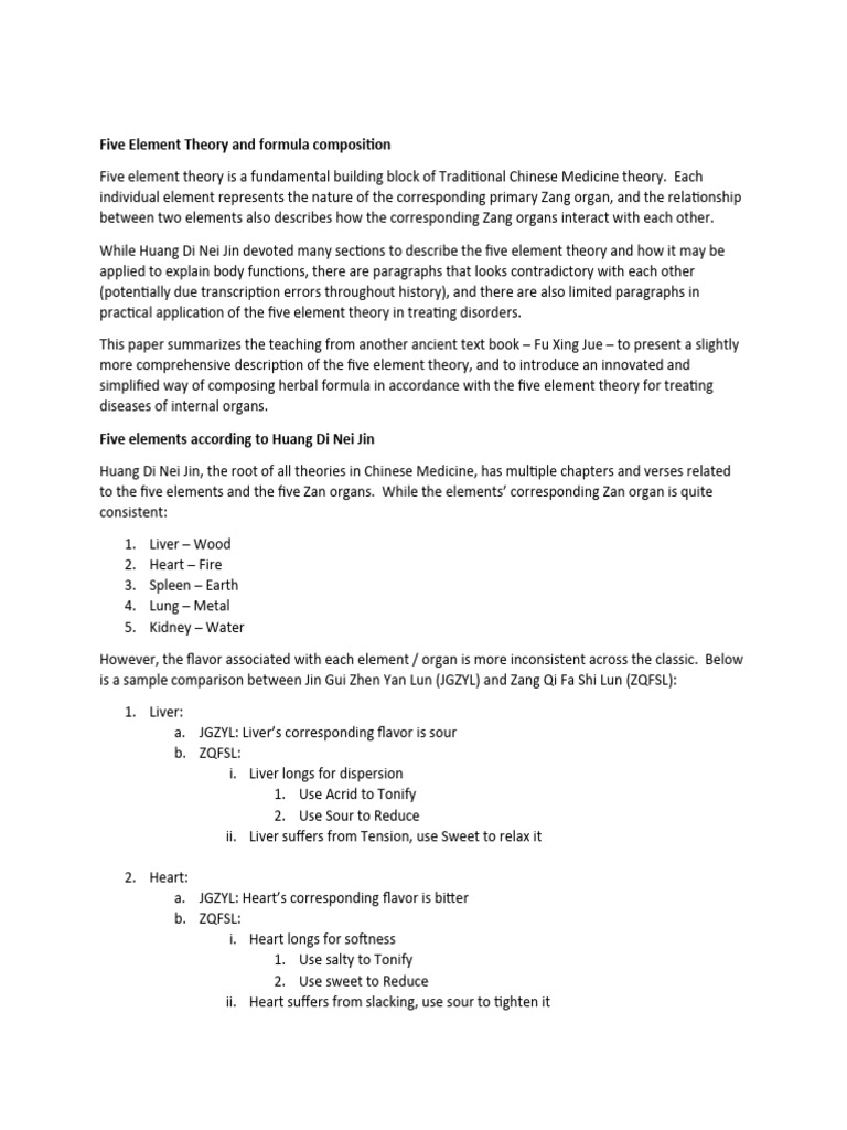 Five Element Thesis - Derek Yang | PDF | Traditional Chinese Medicine ...