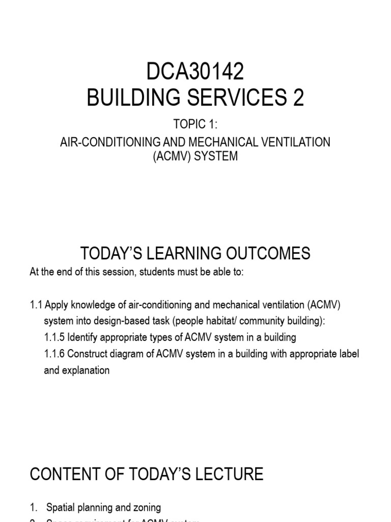 Slide Topic 1 ACMV System (Part 2) | Download Free PDF | Duct (Flow) | Air Conditioning