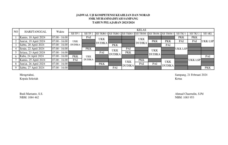 Jadwal Ukk | PDF