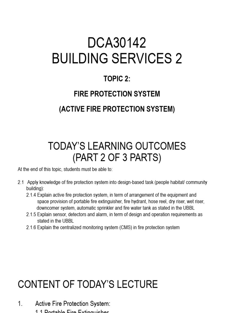 Topic 2 Part 2 Active Fire Protection System | PDF | Active Fire ...
