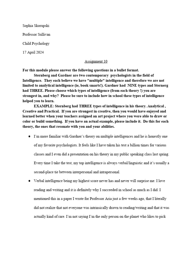 Assignment 10 1 | PDF | Intelligence | Behavior Modification